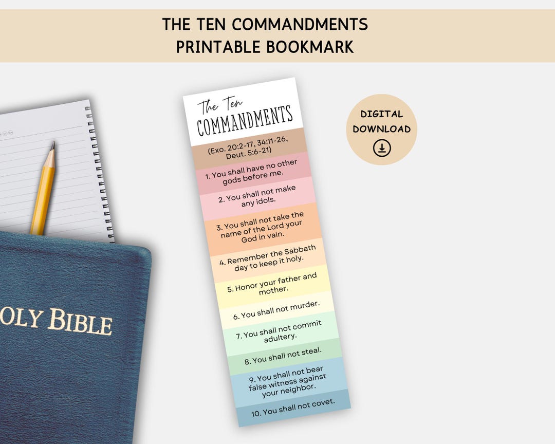 The Ten Commandments, Ten Commandments Printable Bookmark, Ten ...