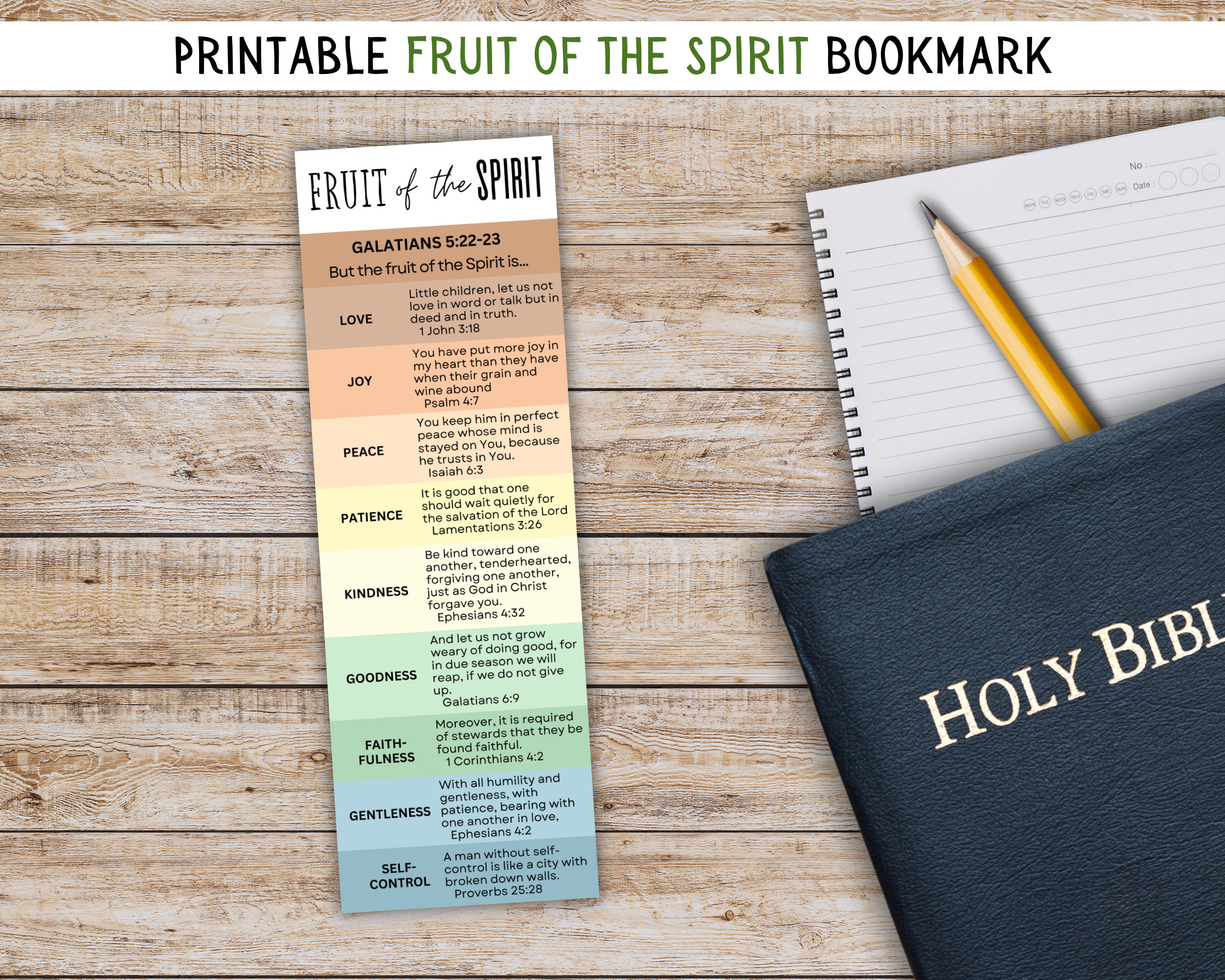Fruit of the Spirit Printable Bookmarks, Galatians 5 22 23, Fruit of ...