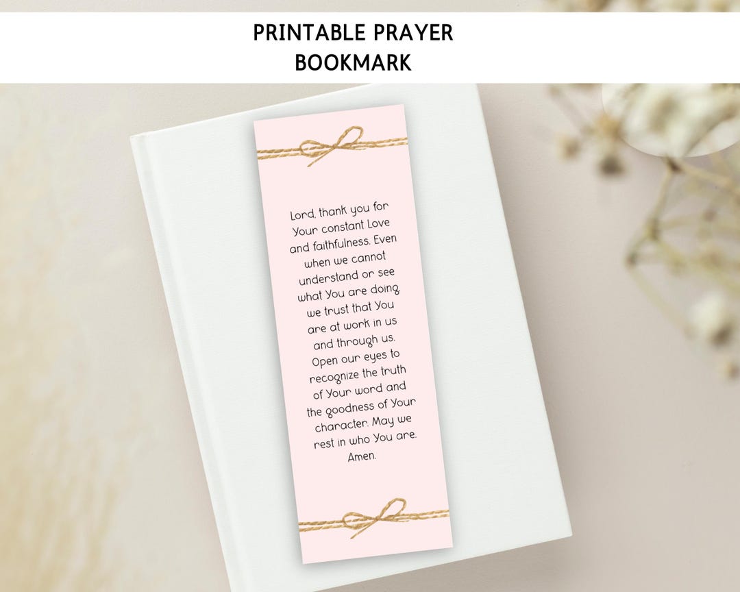 Custom Prayer Bookmark, Printable Bow Bookmark - Etsy
