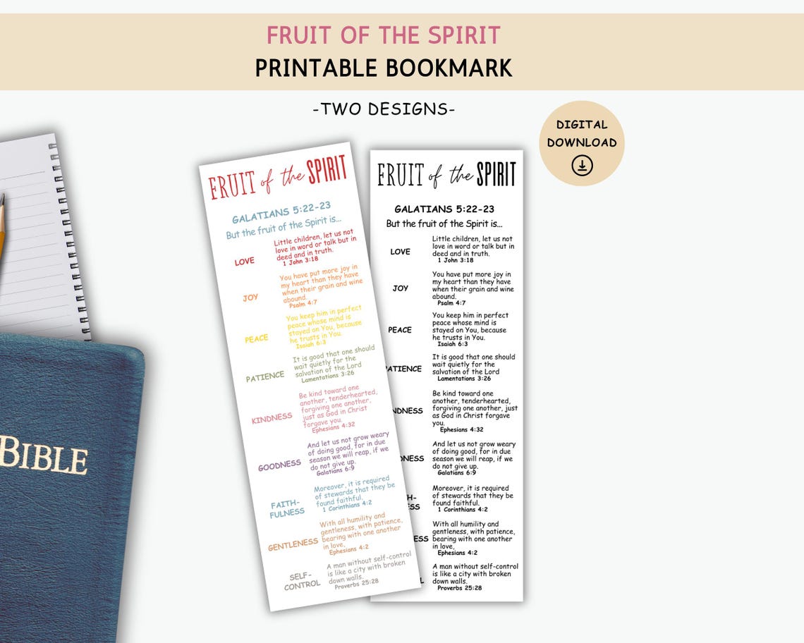 Fruit of the Spirit Bookmarks, Fruit of the Spirit Printable, Galatians ...