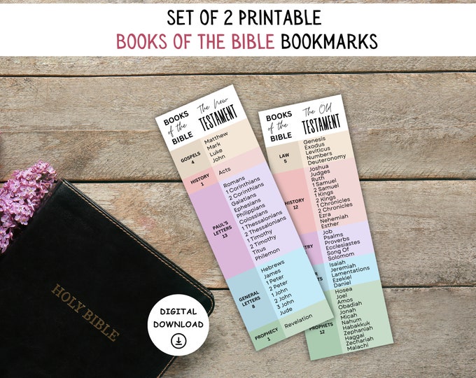 Books of the Bible Printable Bookmarks, Unique Bookmarks, Bible ...