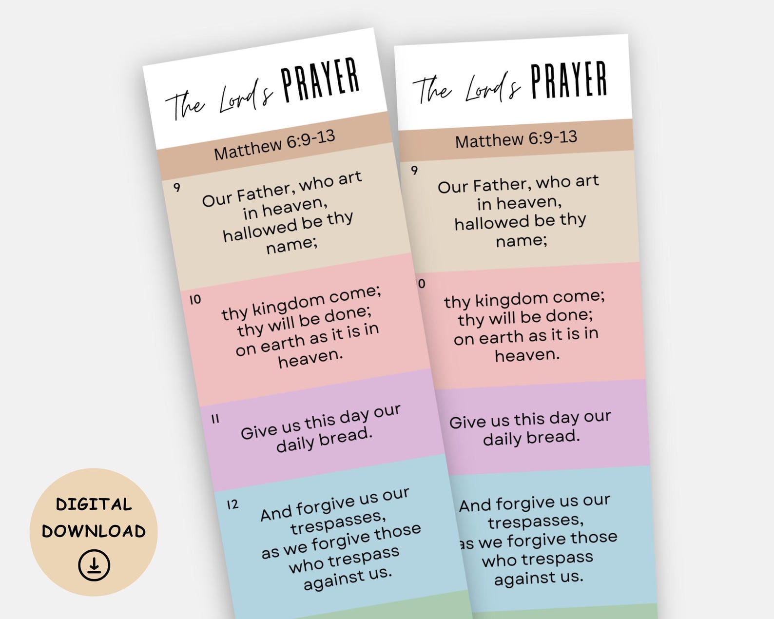 The Lord's Prayer Bookmark, Prayer Bookmark, the Lords Prayer Print ...