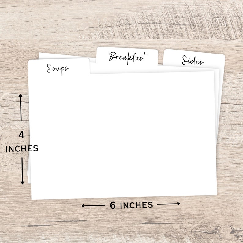 Recipe Box Dividers 4x6, Card Divider Tabs, Recipe Box Labels ...