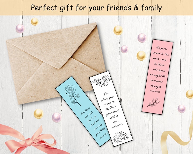Bible Verse Bookmarks Set of 5 Printable, Scripture Bookmarks for ...