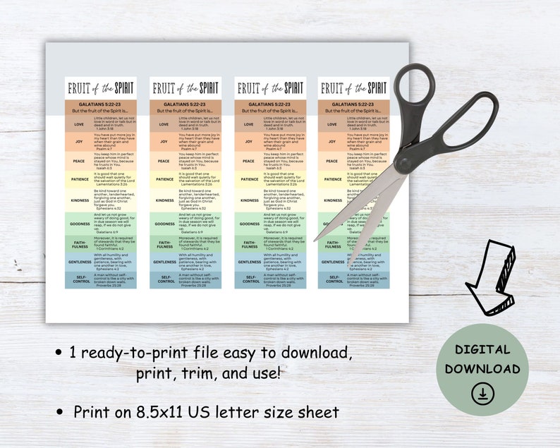 Fruit of the Spirit Printable Bookmarks, Galatians 5 22 23, Fruit of ...
