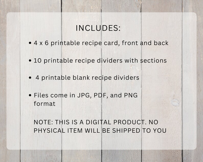 Recipe Divider Tabs, 4 X 6 Recipe Card Dividers, Recipe Card and ...