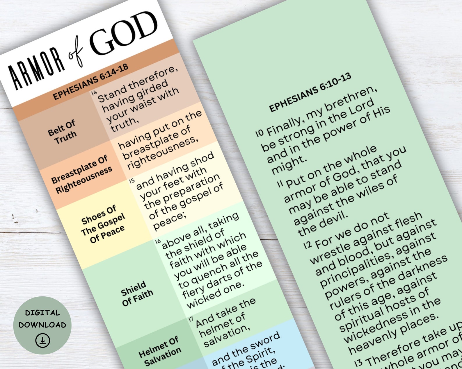 Armor of God Ephesians 6:10 Bookmark, Full Armor of God, Ephesians 6 10 ...