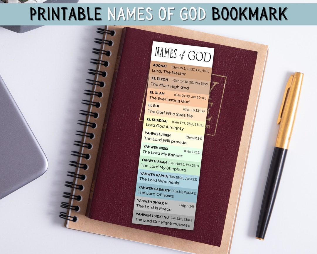 Names of God Bookmark Printable, Christian Bookmark Men, Bible Study ...
