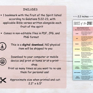 Fruit of the Spirit Bookmarks, Fruit of the Spirit Printable, Galatians ...