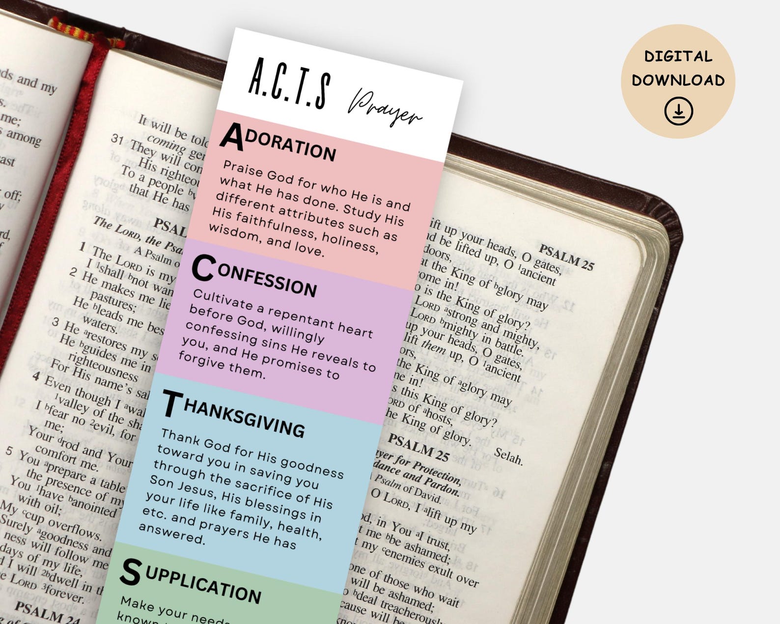 Acts Prayer Model, Prayer Bookmark Printable, Acts Bible Study ...