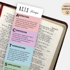 Acts Prayer Model, Prayer Bookmark Printable, Acts Bible Study ...