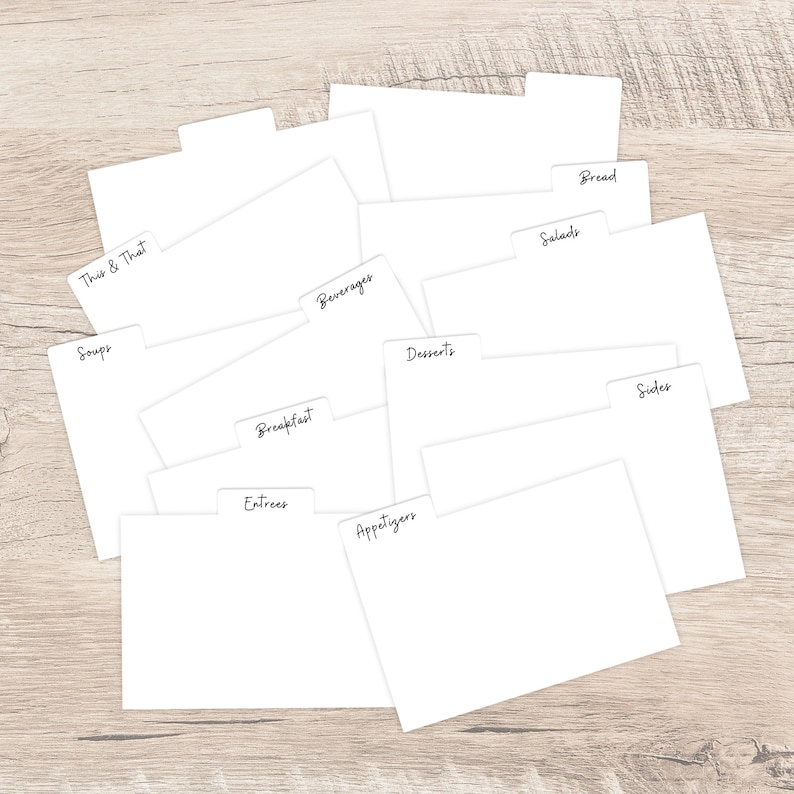 Recipe Box Dividers 4x6, Card Divider Tabs, Recipe Box Labels ...