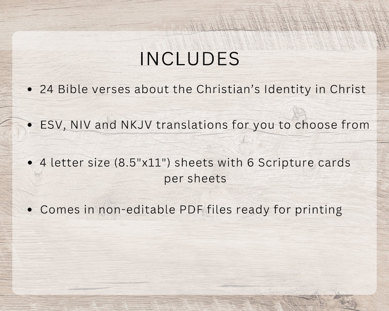 24 Identity in Christ Cards Printable, Bible Verse Memory Cards, Bible ...