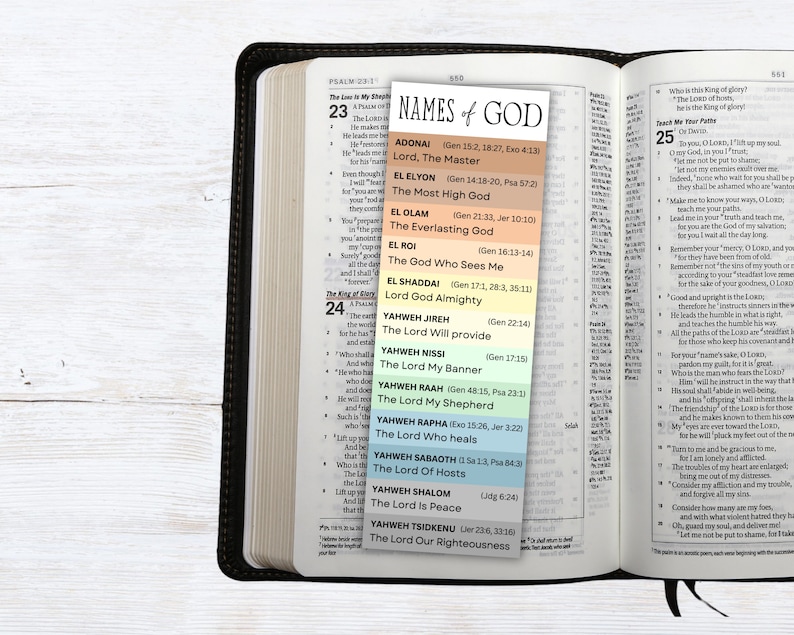 Names of God Bookmark, Printable Bible Bookmark, Names of God Printable ...