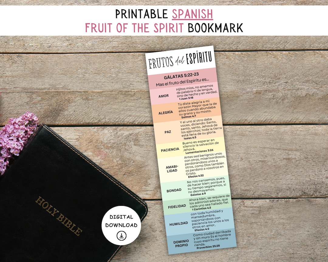 Spanish Fruit of the Spirit Bookmarks, Fruit of the Spirit Printable ...