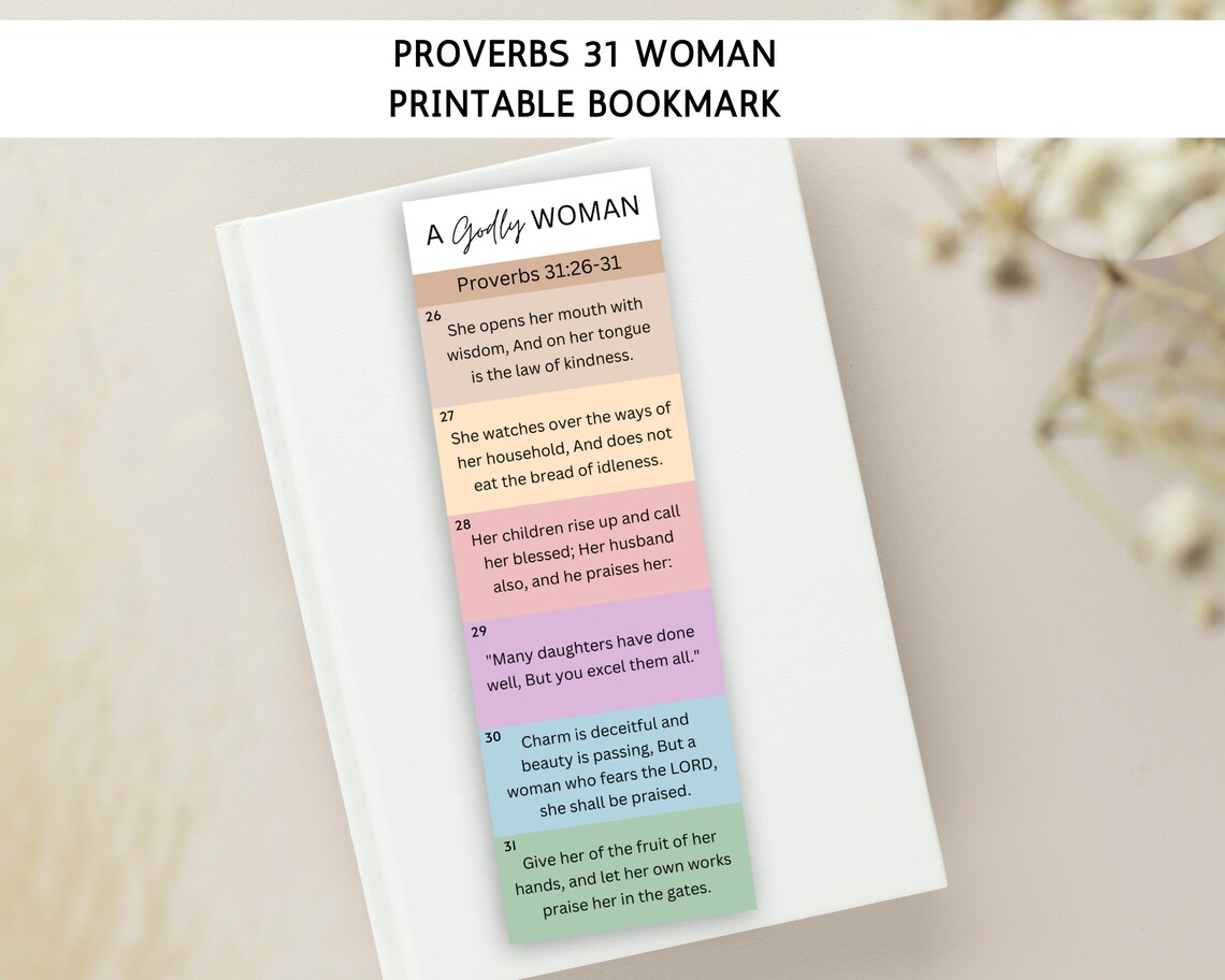 Proverbs 31 Bookmark, Printable Christian Bookmarks, Proverbs 31 Woman ...