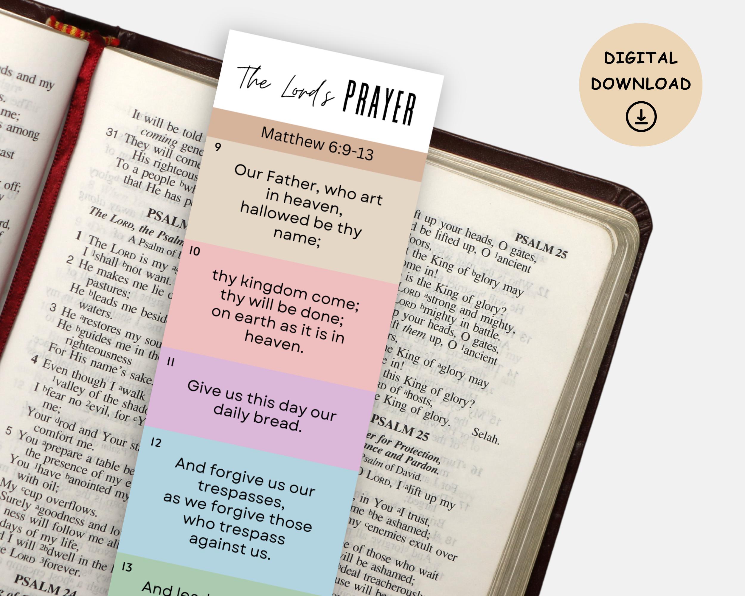 The Lord's Prayer Bookmark, Prayer Bookmark, the Lords Prayer Print ...