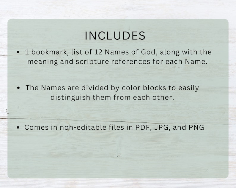 Names of God Bookmark, Printable Bible Bookmark, Names of God Printable ...