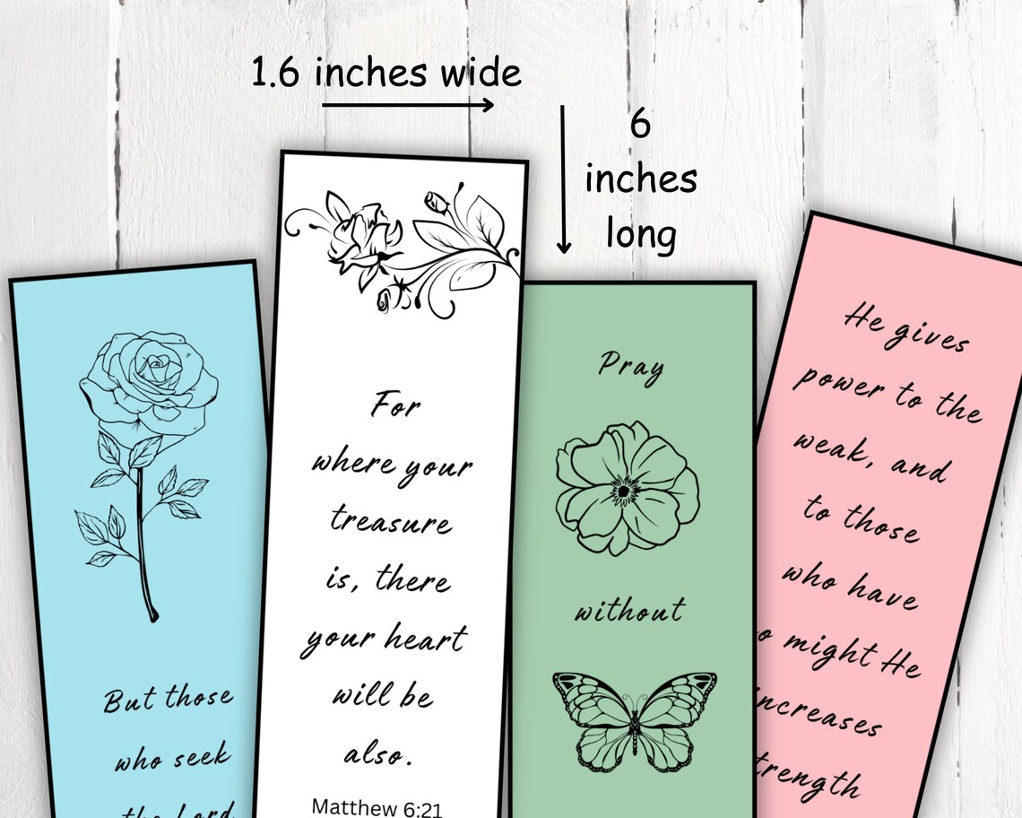 Bible Verse Bookmarks Set of 5 Printable, Scripture Bookmarks for ...