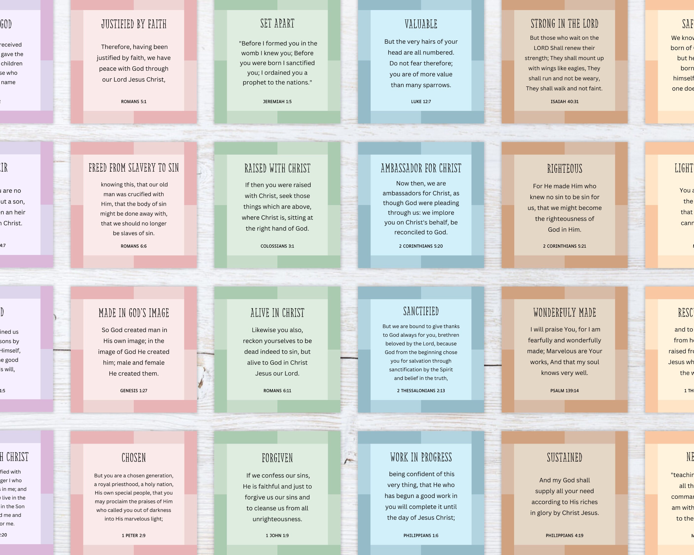 Identity in Christ Printable, Identity in Christ Cards 24, Memory Verse ...
