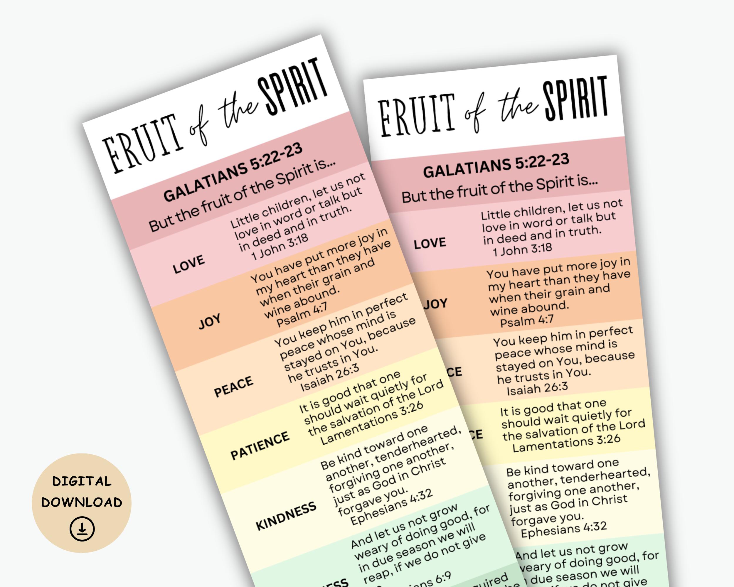 Fruit of the Spirit Bookmarks, Fruit of the Spirit Printable, Galatians ...