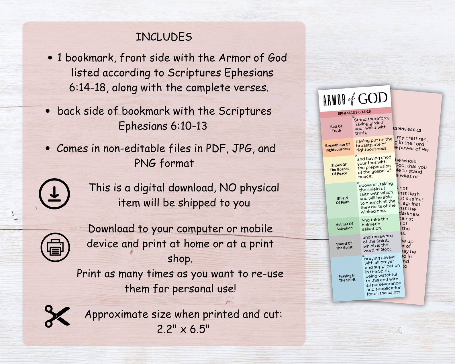 Armor of God Ephesians 6:10 Bookmark, Full Armor of God, Ephesians 6 10 ...