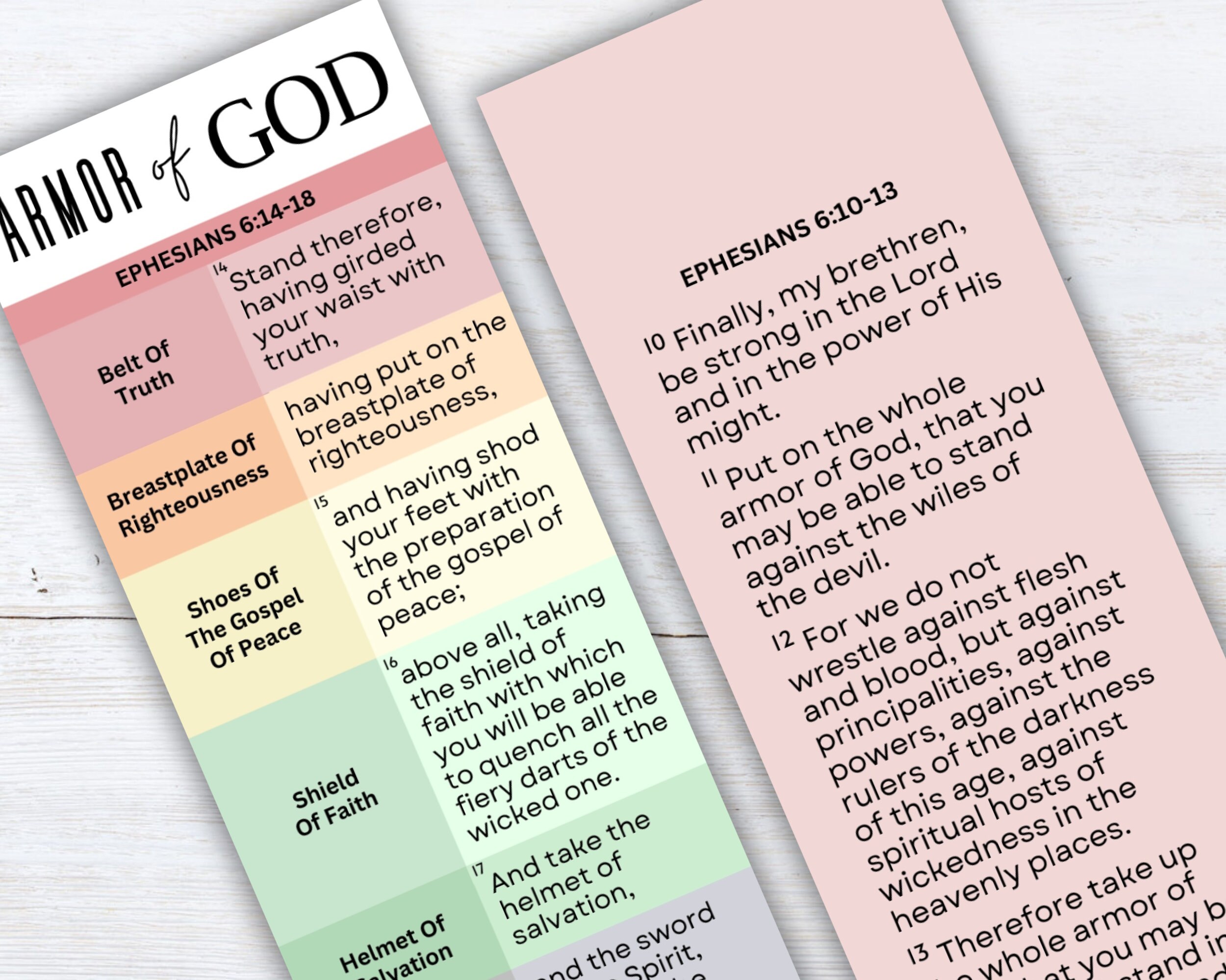 Armor of God Ephesians 6:10 Bookmark Full Armor of God - Etsy