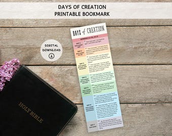 Days of Creation Printable Bookmark - Etsy