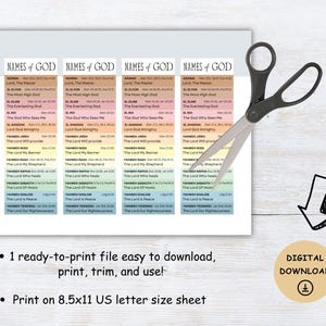 Names of God Bookmark, Attributes of God, Printable Bible Bookmark ...