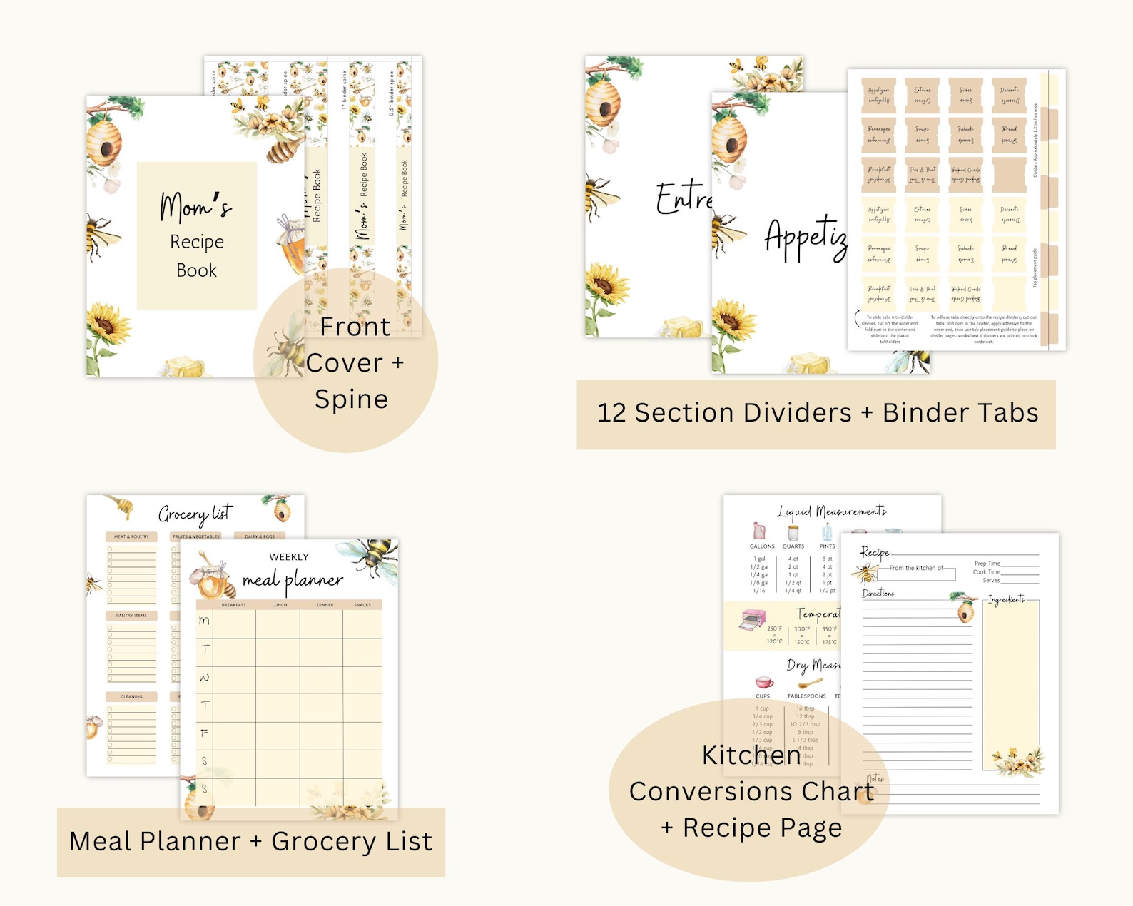 Recipe Book Template Canva, Printable Recipe Binder Kit, Recipe Binder ...
