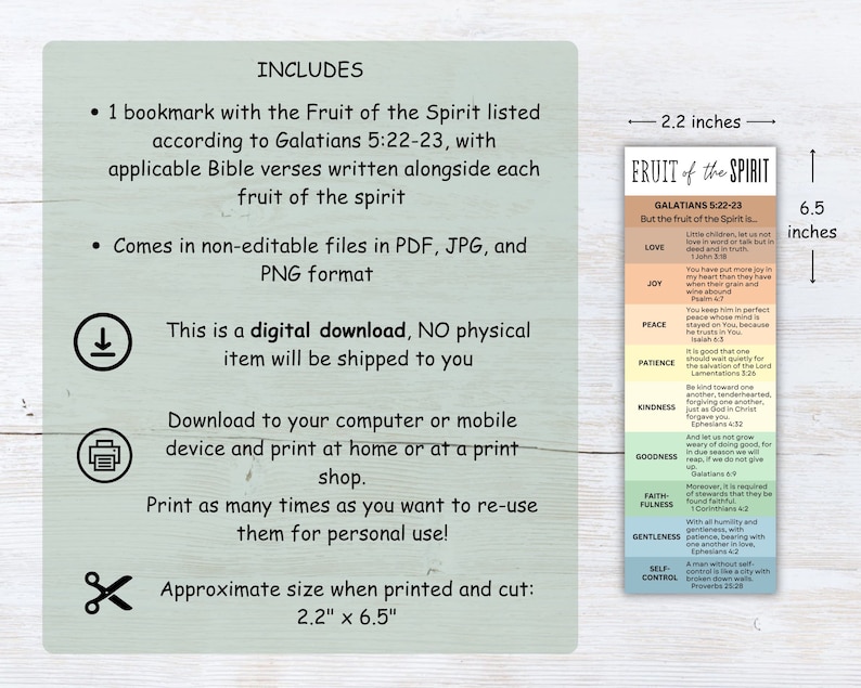 Fruit of the Spirit Printable Bookmarks, Galatians 5 22 23, Fruit of ...