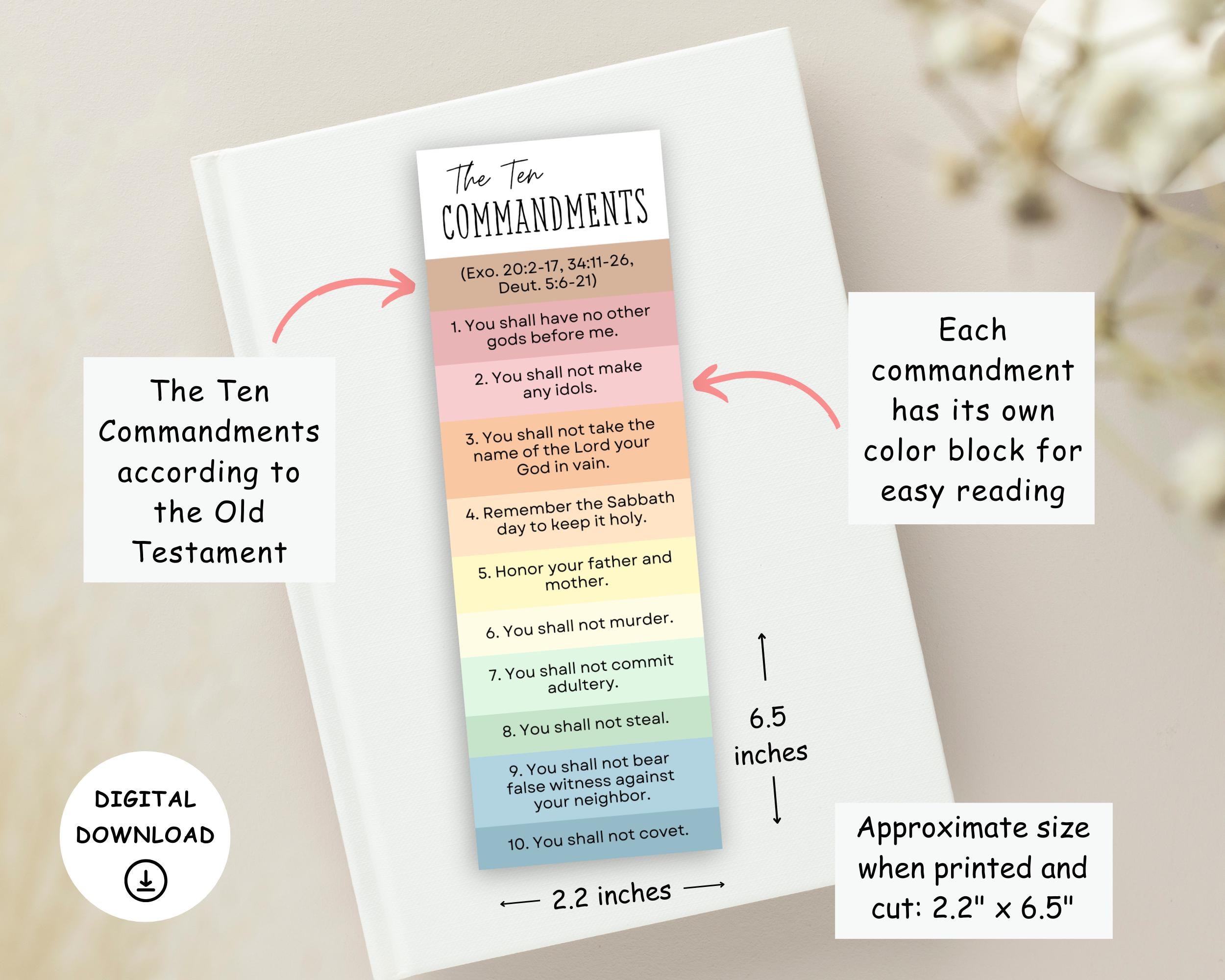 The Ten Commandments, Ten Commandments Printable Bookmark, Ten ...