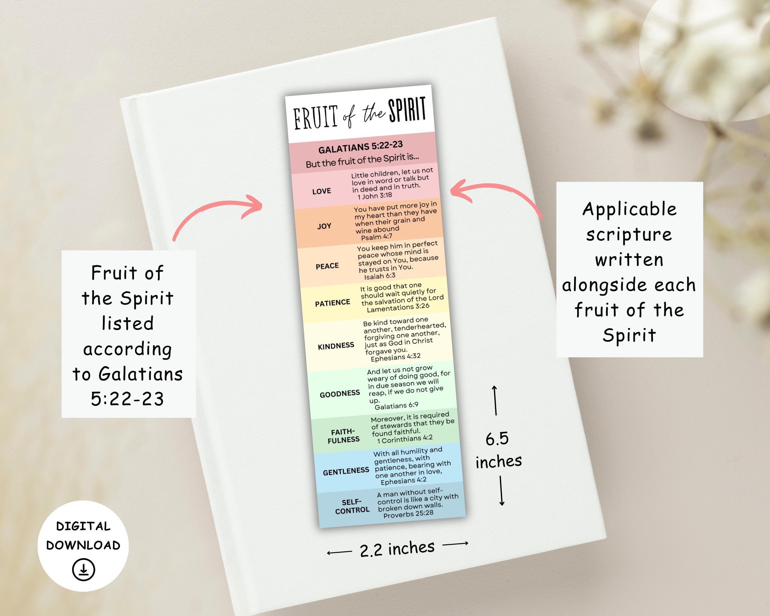 Fruit of the Spirit Bookmarks, Fruit of the Spirit Printable, Galatians ...