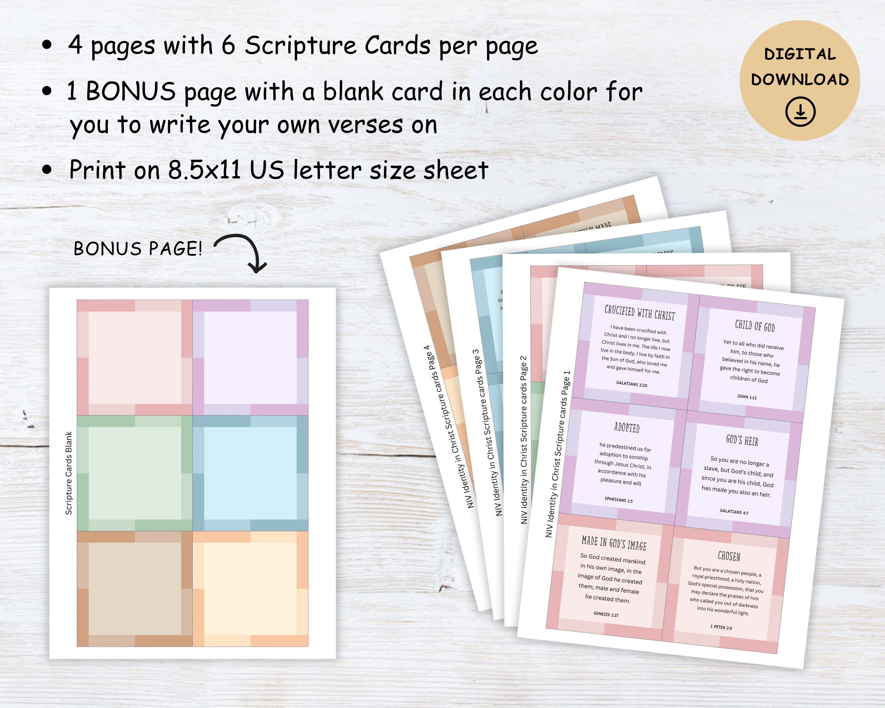 Identity in Christ Printable, Identity in Christ Cards 24, Memory Verse ...