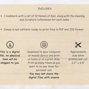 Names of God Bookmark, Attributes of God, Printable Bible Bookmark ...