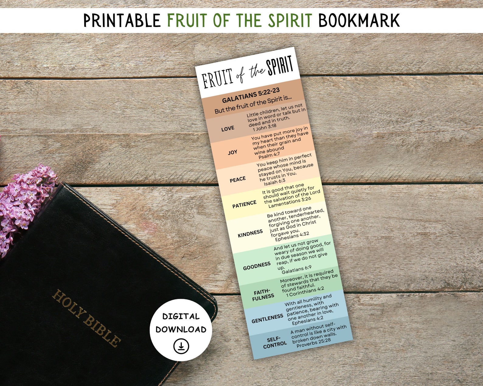 Fruit of the Spirit Printable Bookmarks, Galatians 5 22 23, Fruit of ...