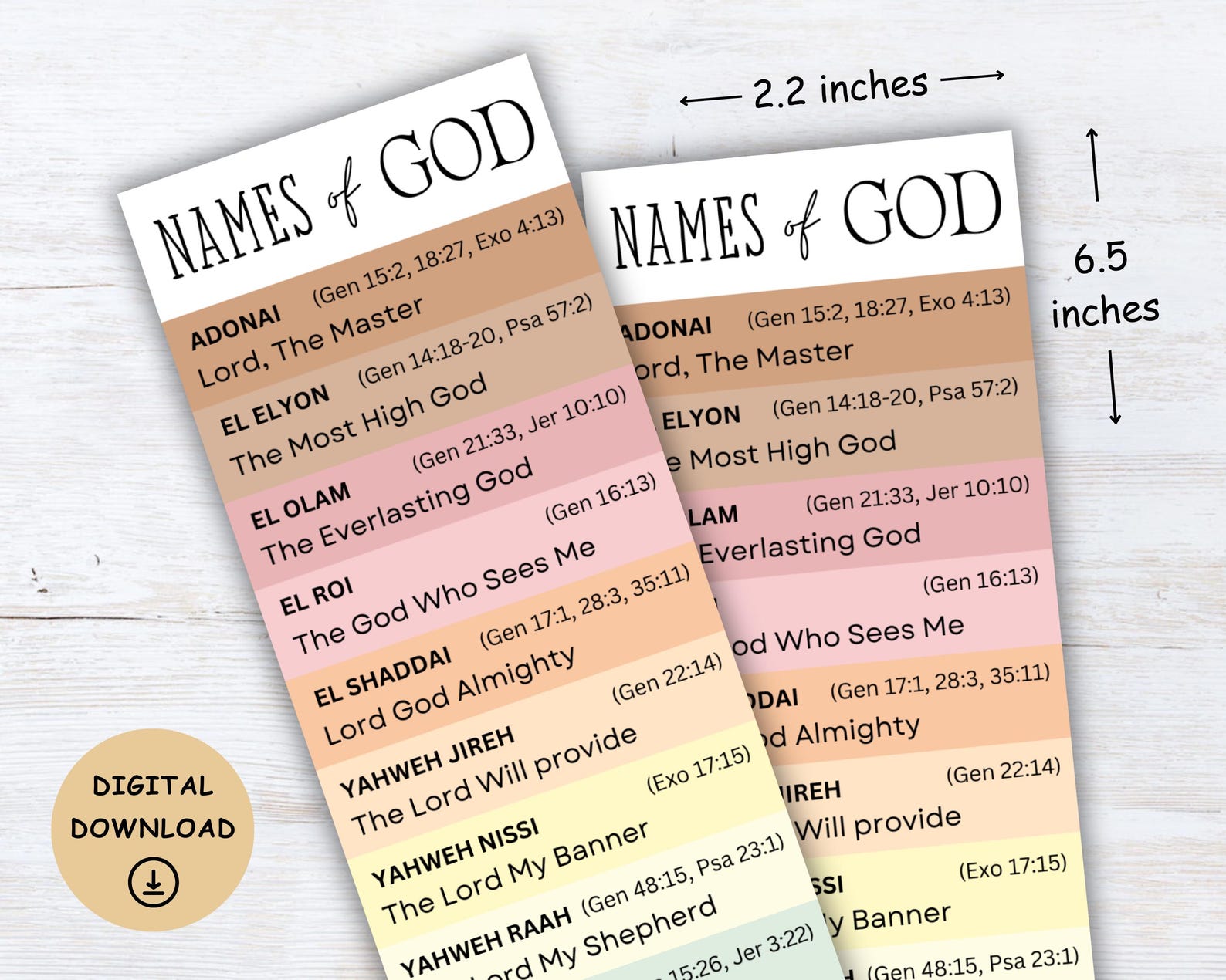 Names of God Bookmark, Attributes of God, Printable Bible Bookmark ...