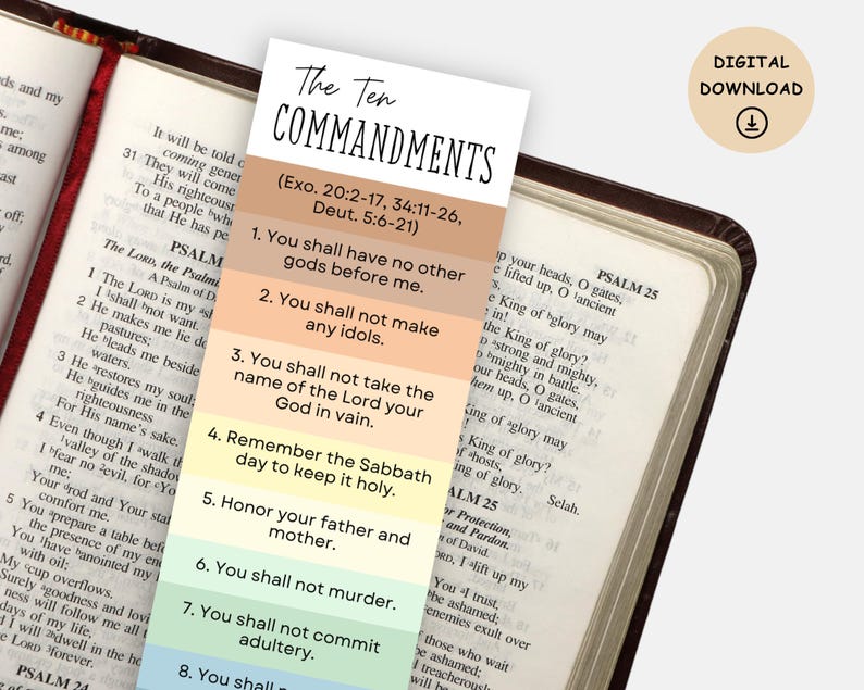 Ten Commandments, Ten Commandments Printable Bookmark, the Ten ...