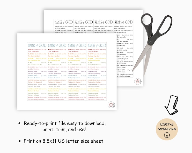 Names of God Book Mark, Gods Names Printables, Printable Bible Bookmark ...