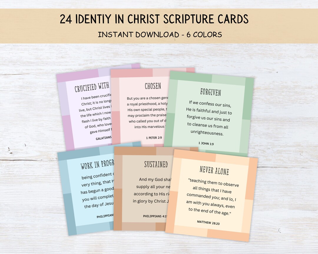 Identity in Christ Printable, Identity in Christ Cards 24, Memory Verse ...