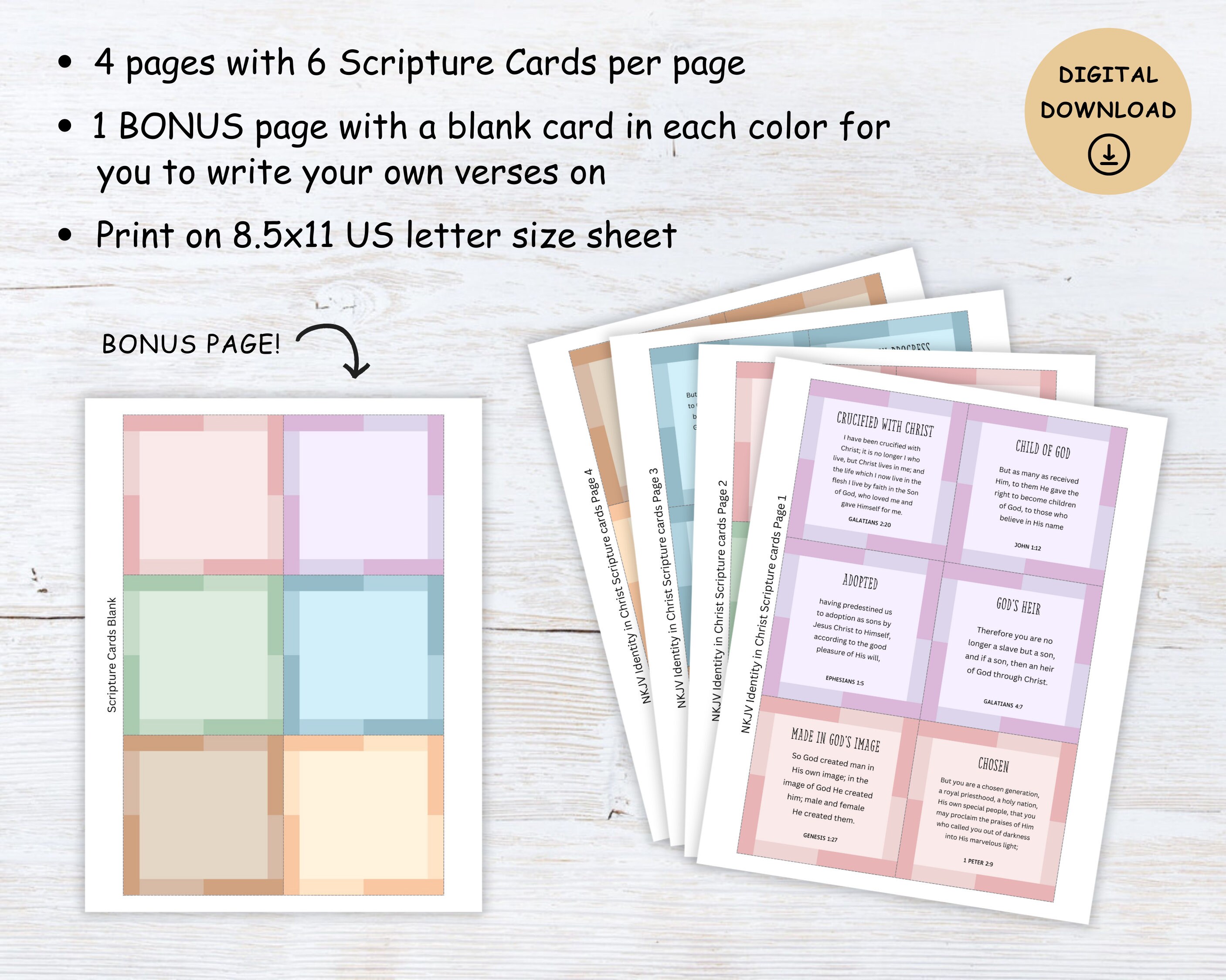 Identity in Christ Printable, Identity in Christ Cards 24, Memory Verse ...
