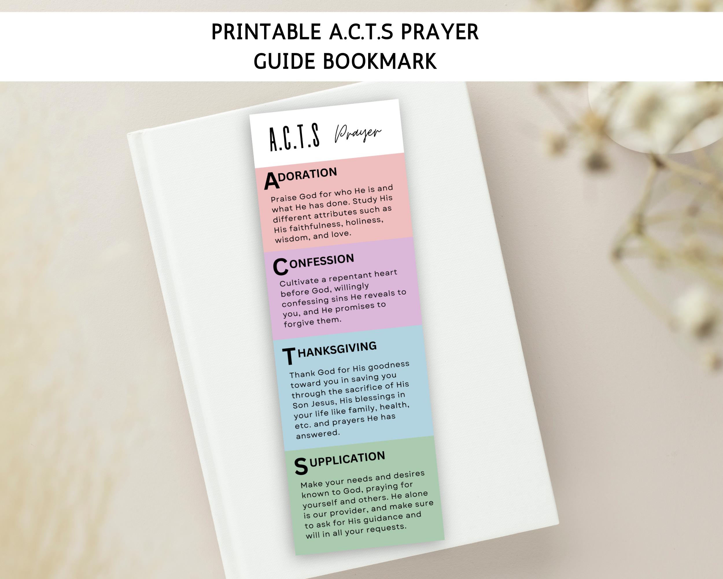 Acts Prayer Model, Prayer Bookmark Printable, Acts Bible Study ...