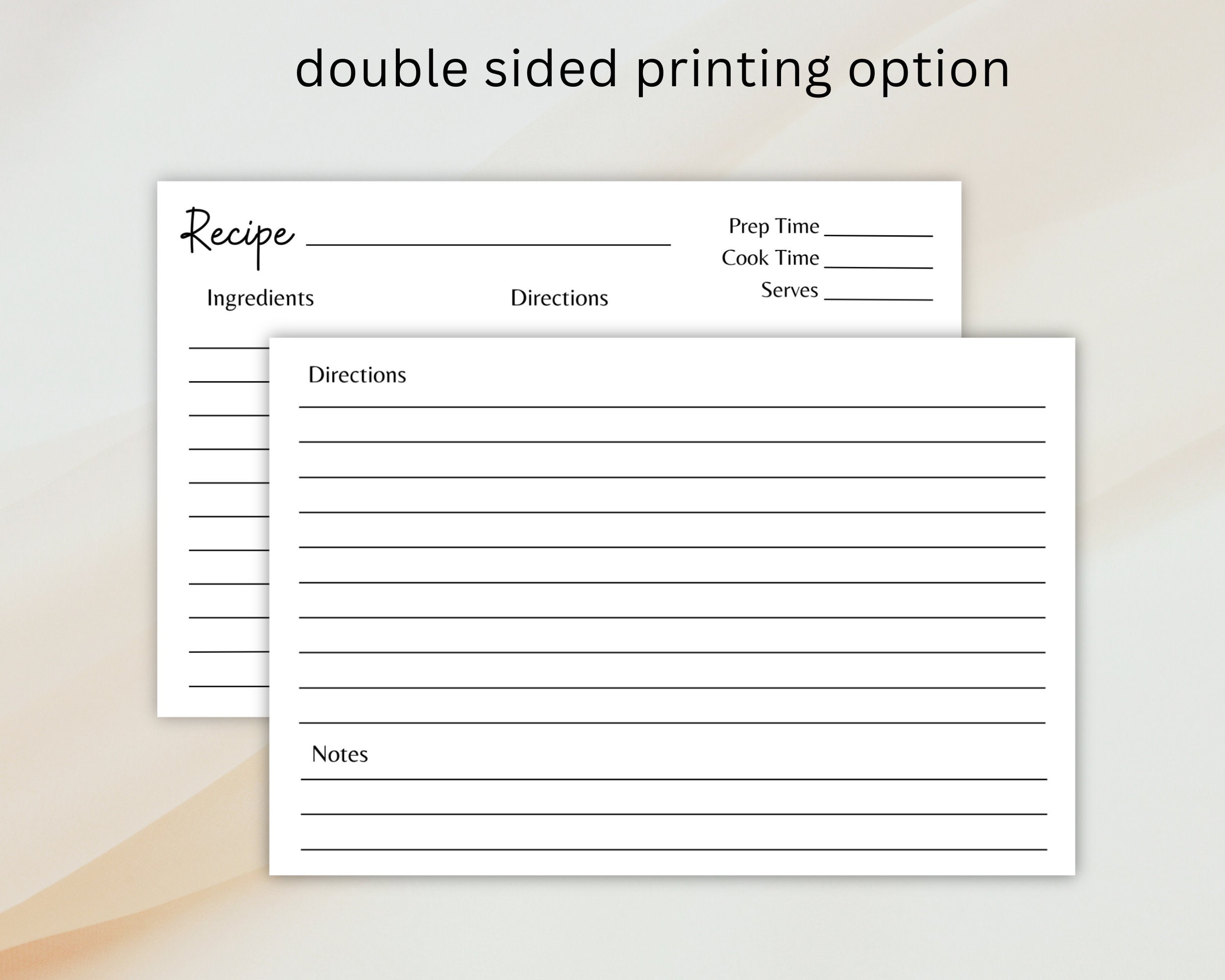 4x6 Recipe Card Printable, Recipe Card Minimalist, Downloadable Recipe ...