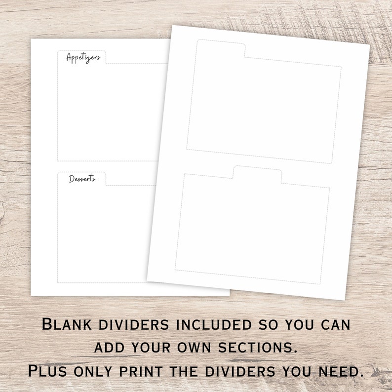 Recipe Box Dividers 4x6, Card Divider Tabs, Recipe Box Labels ...