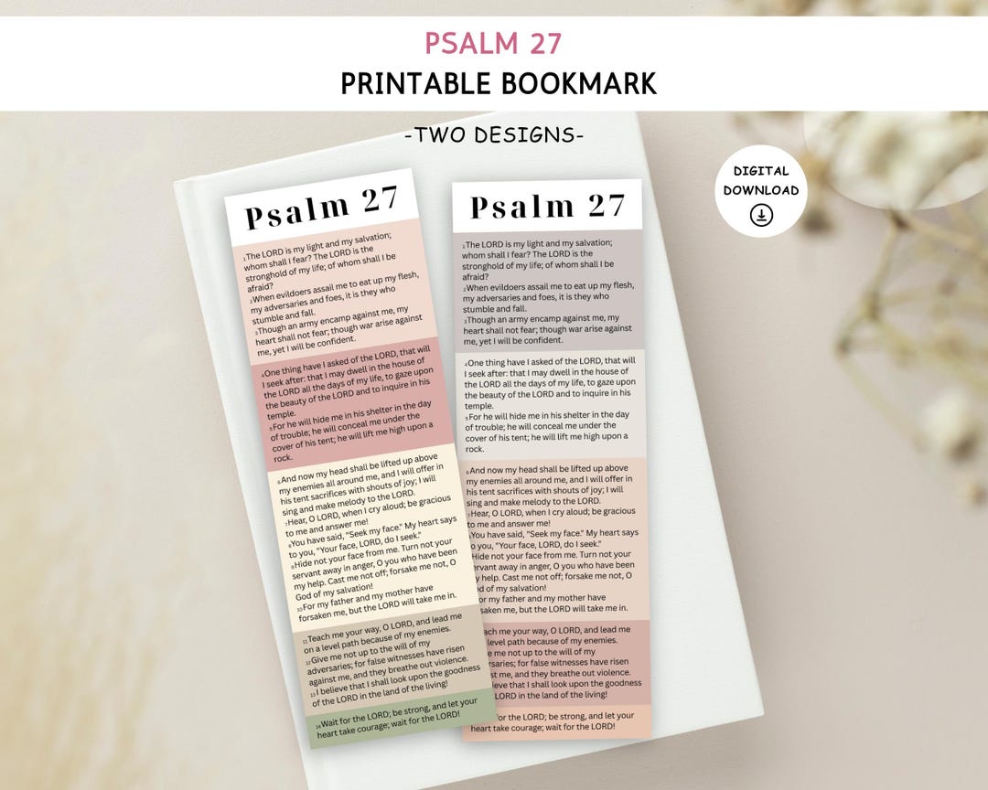 Psalm 27 ESV Printable Bookmark, Printable Scripture Bookmark, Bible ...