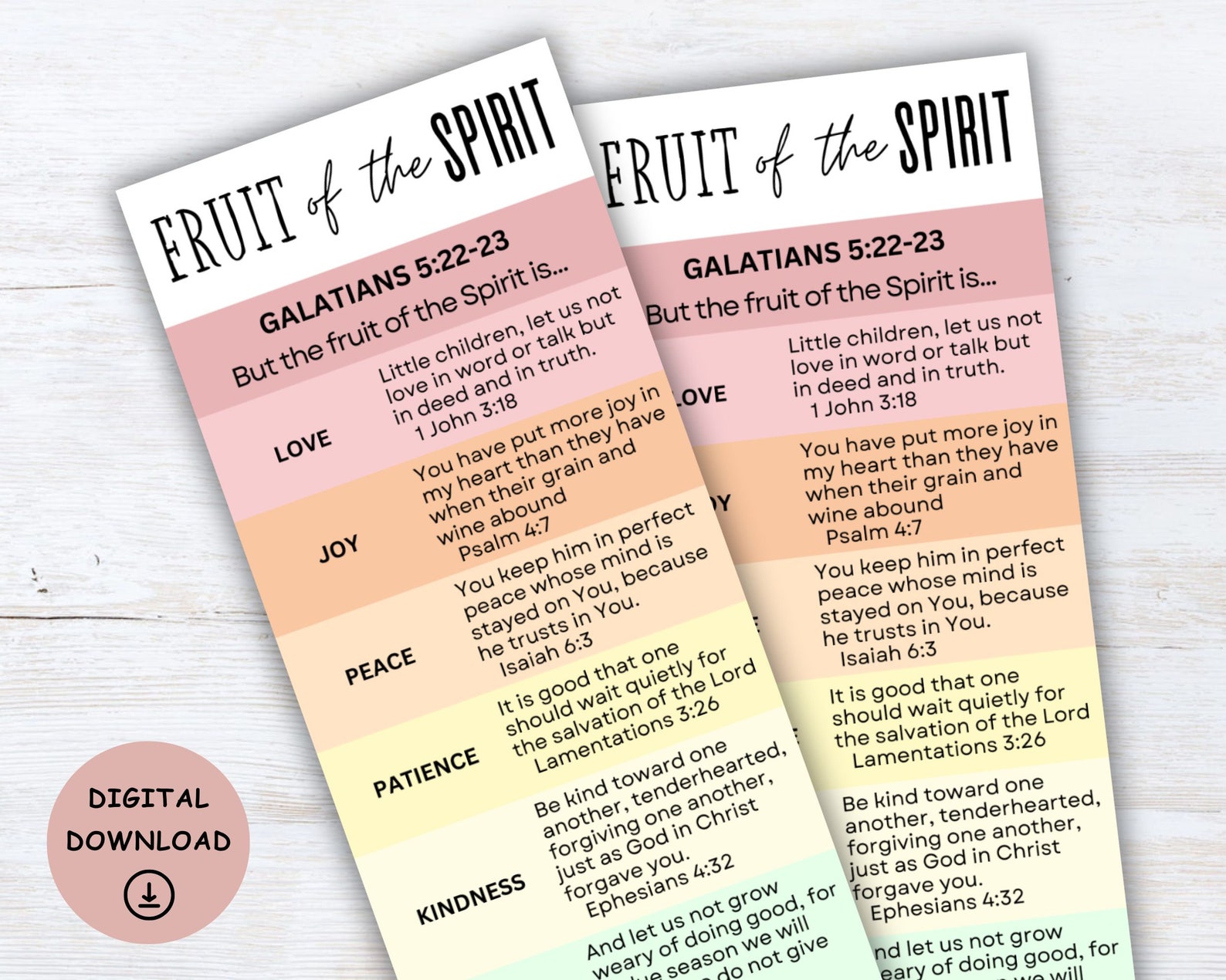 Fruit of the Spirit Bookmarks, Fruit of the Spirit Printable, Galatians ...