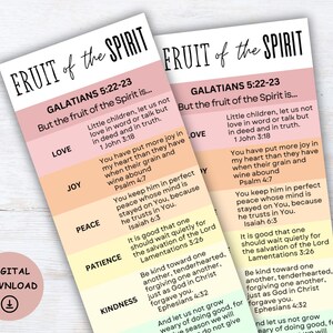 Fruit of the Spirit Bookmarks, Fruit of the Spirit Printable, Galatians ...