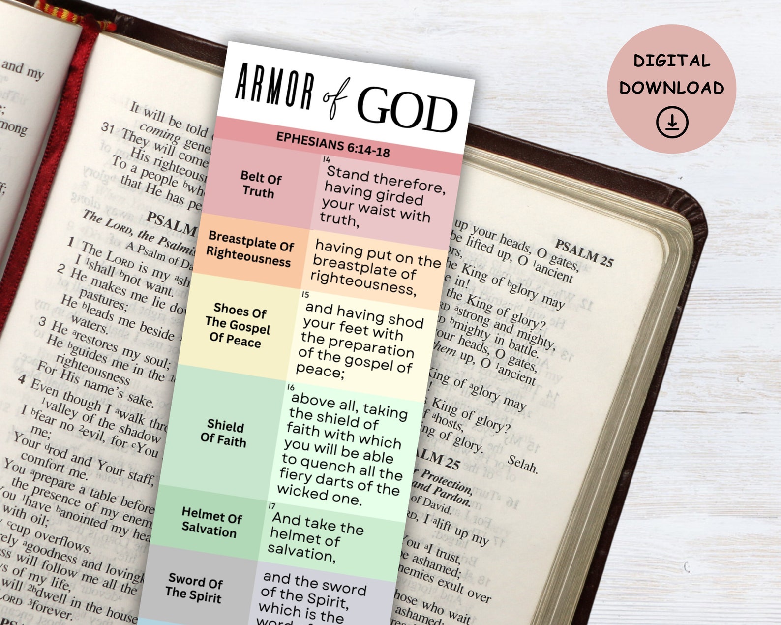Armor of God Ephesians 6:10 Bookmark, Full Armor of God, Ephesians 6 10 ...