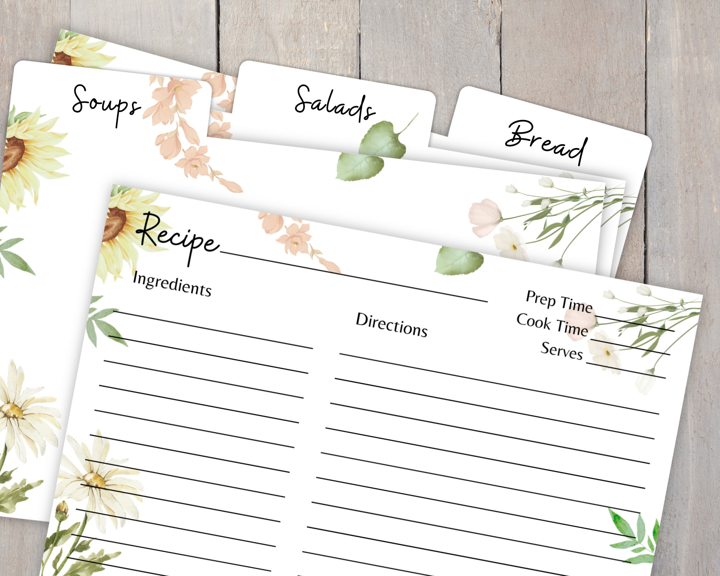 Recipe Divider Tabs, 4 X 6 Recipe Card Dividers, Recipe Card and ...