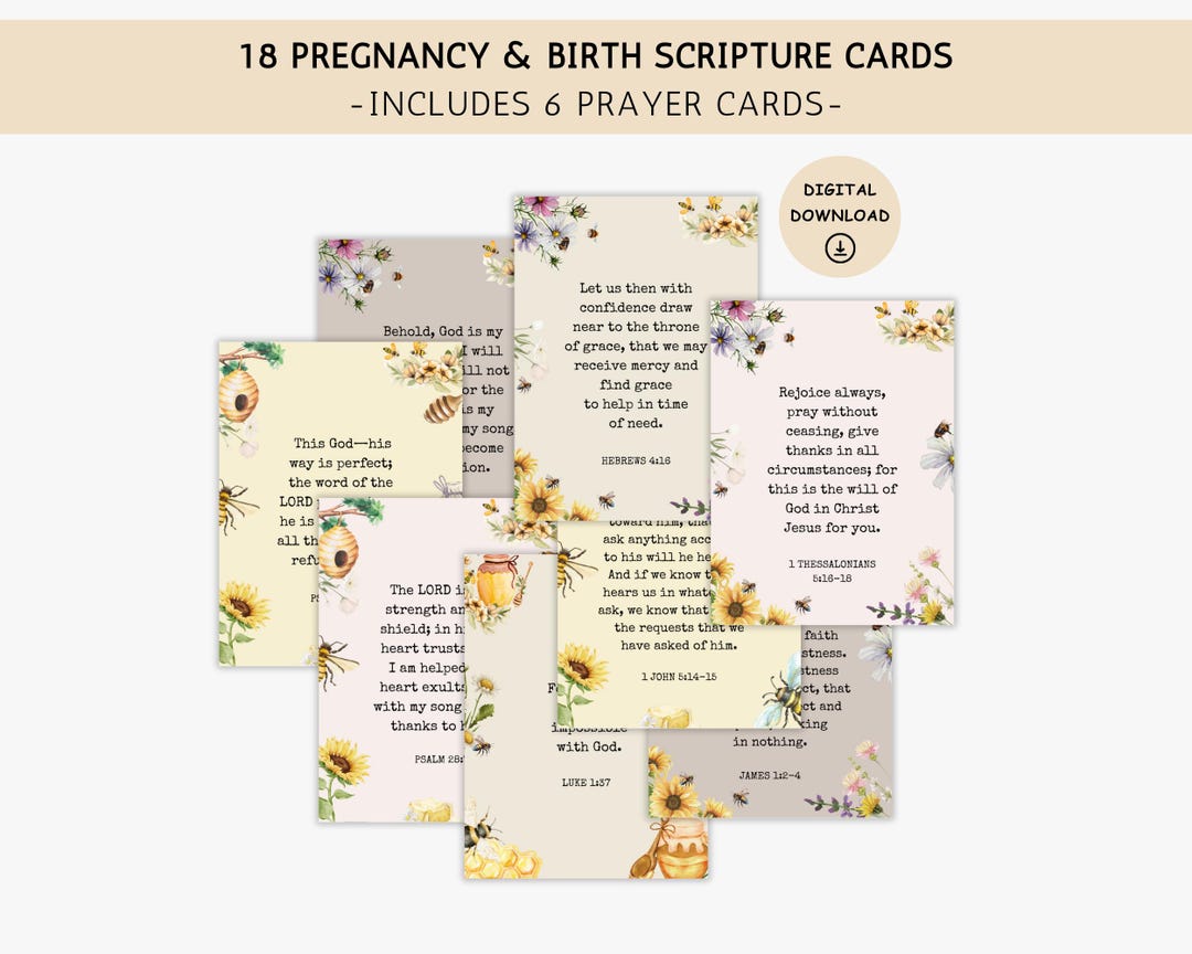 Christian Birth Bible Verses, Pregnancy and Birth Affirmation Cards ...